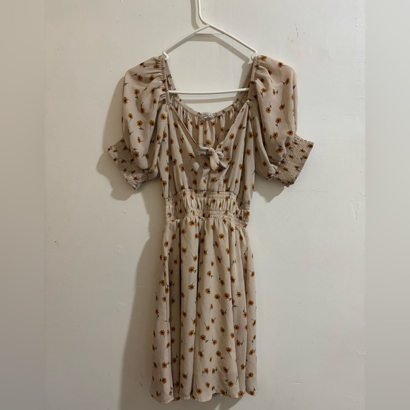 Sienna Sky | Dresses | Sienna Sky Beige Dress With Yellow Floral ...